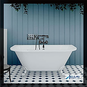 Aolemi Bathtub Faucet with Hand Shower Oil Rubbed Bronze Wall Mount Tub Spout Double Cross Handle Mixer Tap Victoria Vintage Telephone Shape Shower Set