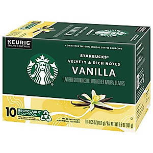 Starbucks Flavored Coffee K-Cup Pods, Vanilla Flavored Coffee, Made without Artificial Flavors, Keurig Genuine K-Cup Pods, 10 CT K-Cups/Box (Pack of 1 Box)