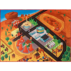 Gertmenian Disney Rug Pixar Boys Girls Childrens Bedroom Decor Kids Home Play Room Mat Bedding Games Area Carpet, 3x5 Small, Red 3X Toy Car Lightning McQueen + Mater + Cruz