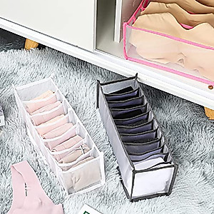 DONSU Underwear Storage Box Compartment,Drawer Organizer Dividers for Clothing,Foldable Underwear Storage Box with 6/7/11 Compartments for Bedroom Baby Clothes, Bra, Scarves, Belt, Tie