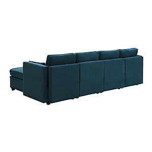 kevinplus 109" Modular Sectional Sofa Couch with Storage for Living Room, Modern U-Shape L-Shape Sofa Couch with Adjustable Armrest & Backrest & Reversible Ottoman, Chenille Fabric, Blue