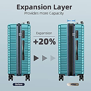 BEOW Luggage Sets 3 Piece Hardside Expandable Luggage Set Clearance Suitcase Sets with Wheels TSA Lock 20''/24''/28''(Teal Blue)