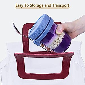 Creamhoo Overnight Oats Containers with Lids and Spoon, Thick Glass Overnight Oats Jars, 4 Pack Large Capacity Airtight Mason Jars for Cereal, Milk, Vegetable and fruit