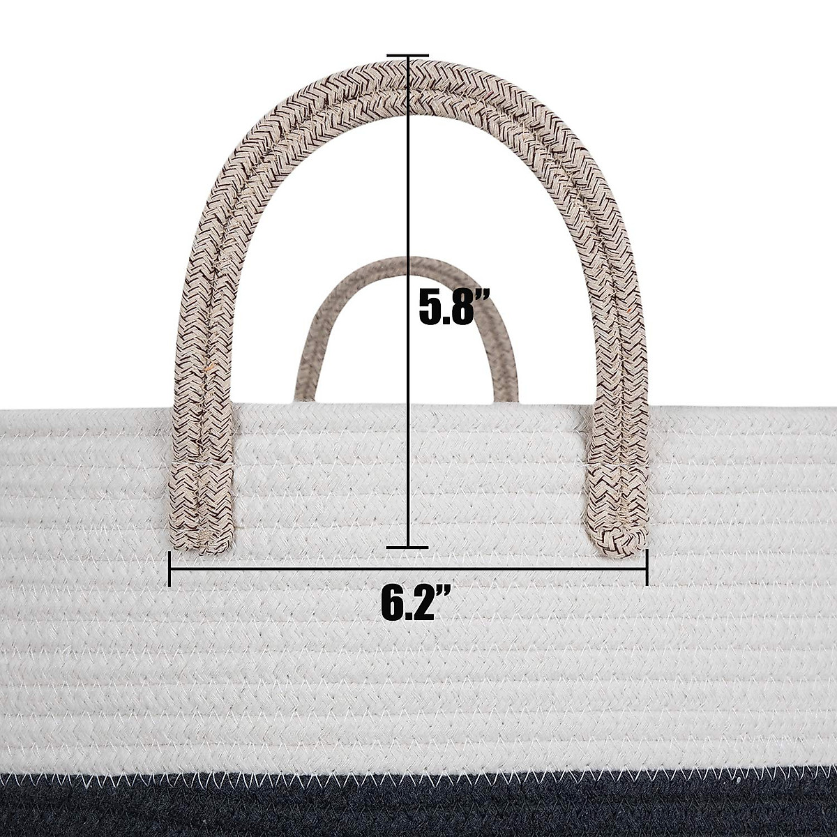 Extra Large Cotton Rope Basket Woven Basket Storage Baby Laundry Hamper with Handles for Nursery Laundry, Clothes, Toys, Blanket, Magazines, Towels, Home Organize Container 21.7" x 21.7" x 13.8"