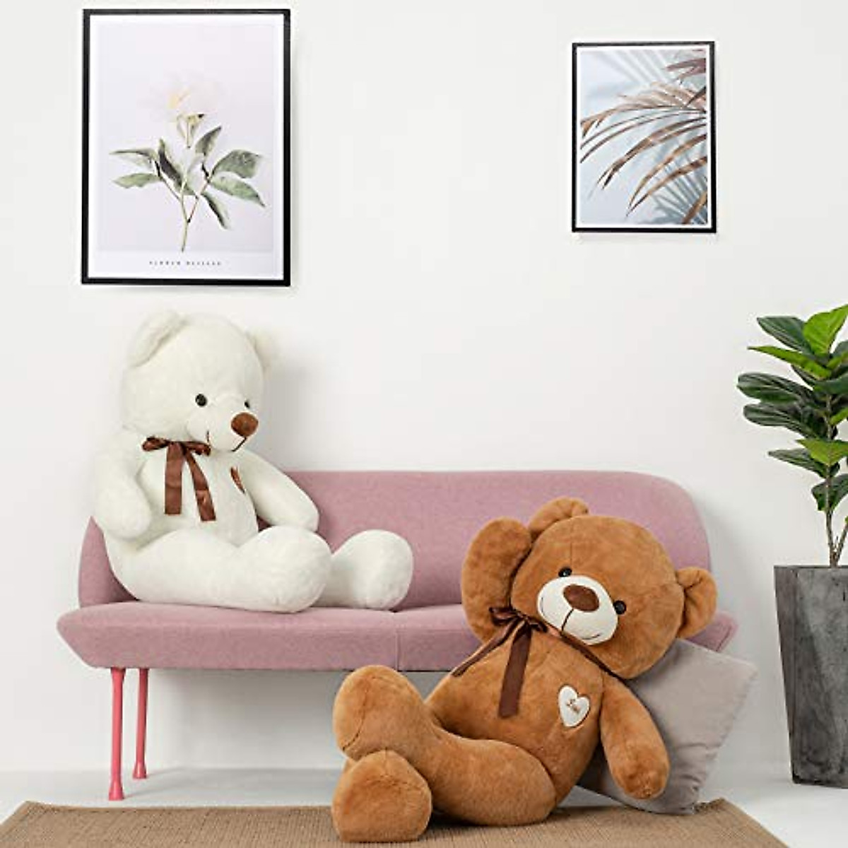 YunNasi Big Teddy Bear Stuffed Animal 31.5 Inch Giant Teddy Bear with Love Heart Large Plush Toy Huge Soft Doll Gift for Kids Girls Girlfriend on Birthday Valentine's Day Christmas Baby Shower Brown