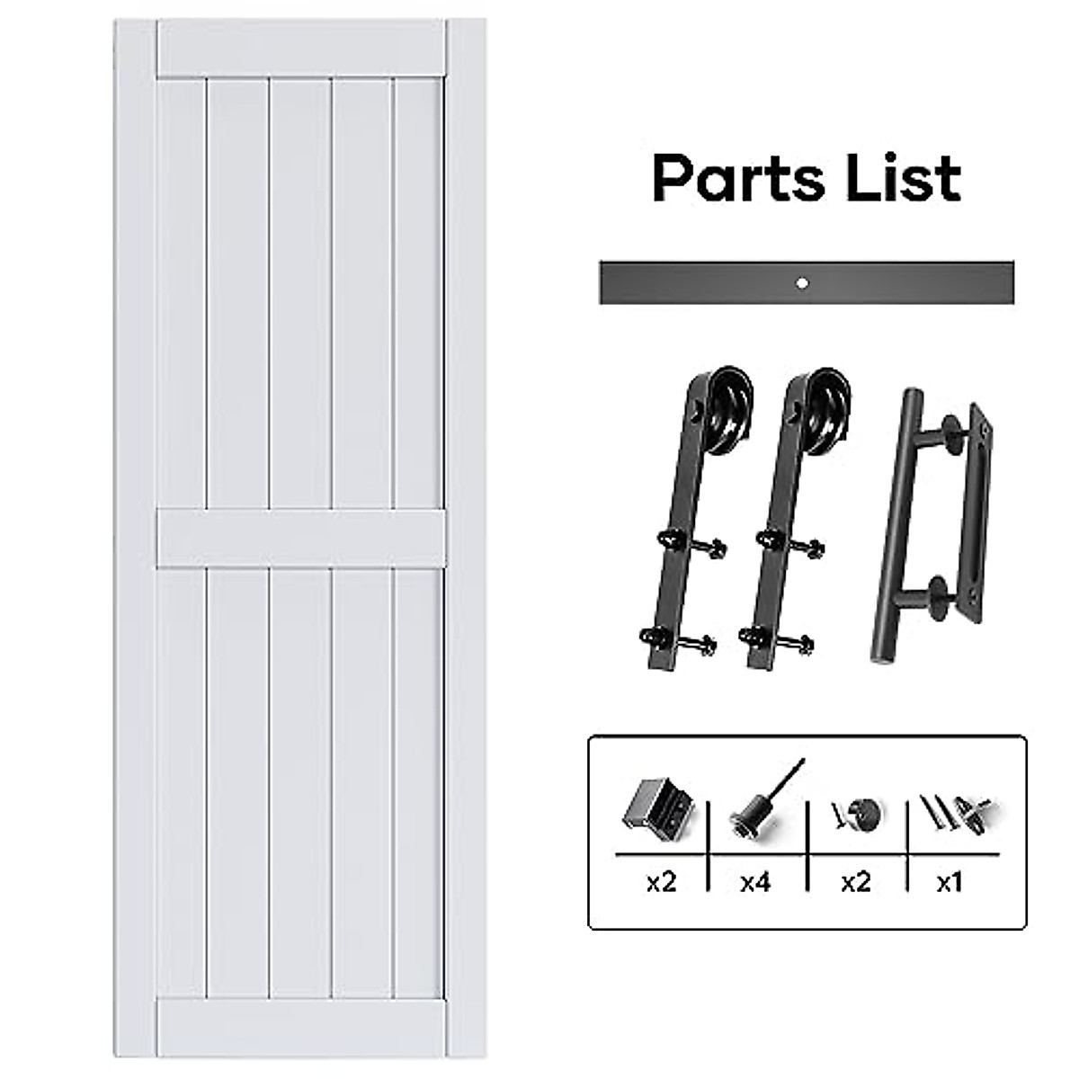 Finosen 30in x 84in White Barn Door Slab with 5.5FT Sliding Door Hardware Kit,Waterproof,Anti-Scratch,DIY Easy Assembly,Easy to Clean,H Frame
