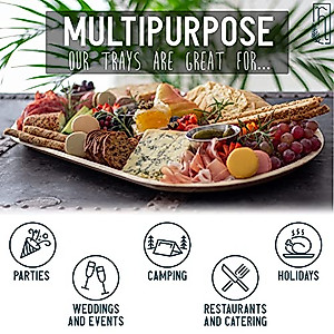 Root House Goods - Palm Leaf Trays 15" Large Round (12 pk) | Disposable Serving Trays | Eco-Friendly | Compostable Platters for Weddings, Catering Events, Charcuterie, Grazing, Cheese Boards
