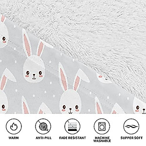 FeHuew Women Cute Bunny Cartoon Rabbits Blanket Hoodie Oversized Pullover Giant Fleece Sweatshirt with Large Front Pocket Comfy for Adults Men Women,One Size Fits All