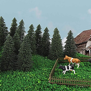 S0806 40PCS Dark Green Pine Model Cedar Trees 2.72 inch (69mm) for Model Railroad Scenery Landscape Layout HO Scale New (2.7Inch)