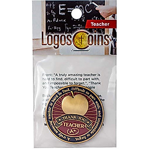 Teacher Appreciation Coin, Thank You Teacher Gift, Pass Along Pocket Token of Gratitude for Teachers and Educators, Antique Gold-Color Plated Proverbs 9:9 Challenge Coin