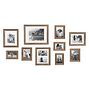 Kate and Laurel Bordeaux Gallery Wall Frame Kit, Set of 10 with Assorted Size Frames in Natural Rustic Finish