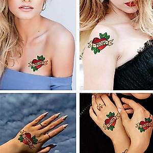 Rose Tattoo 6 Sheets Temporary Tattoos Tattoo Heart Mom Temporary tattoo Neck Arm Chest for Women Girls Men