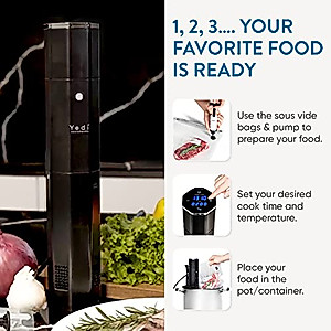 Yedi Infinity Sous Vide, Powered by Octcision Technology, Deluxe Accessory Kit, Recipes, 1000 Watts