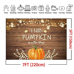 Mocsicka Fall Pumpkin Baby Shower Backdrop 7x5ft Autumn Rustic Wood Fall Baby Shower Party Decorations Photo Booth Backdrops A Little Pumpkin is on The Way Photography Background