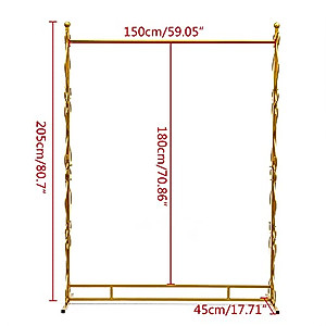 80.7"Retail Gold Clothes Racks for Boutique Wedding Dress Display Stand ,Heavy Duty Commercial Garment Rack Rod, Large Metal Floor Standing Hanging Boutique Display Clothes Rack,Industrial Pipe Rack