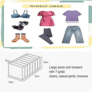 Wardrobe Clothes Organizer, 7 Grids Mesh Foldable Drawer Organizers for Clothing, Washable Clothes Organizer for Folded Clothes for Jeans, Leggings, Underwear, Socks, T-shirts, Grey (1PCS)