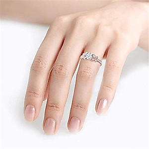 Jeulia 1 Carat Women Moissanite Engagement Rings 925 Silver Butterfly Wedding Rings Round Cut CZ Anniversary Promise Rings with Side Stone (Rose Gold, 8)