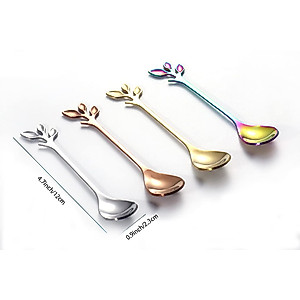 Anller 16 Pieces Stainless Steel Coffee Spoons Dessert Forks, Set of 8 Spoons 8 Forks, Rainbow