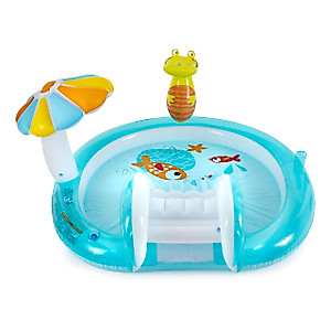 Intex Gator 6.6' x 5.6' x 4" Outdoor Inflatable Kiddie Pool Water Play Swim Center