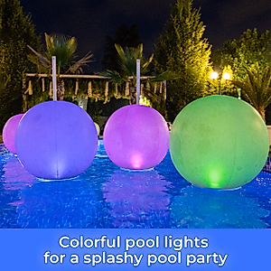 TIALLY Full Moon Floating Pool Lights Solar Powered - Inflatable Pool Lights That Float - Waterproof Led Lights for Pool Party Decorations - Pool Gifts for Pool Owners