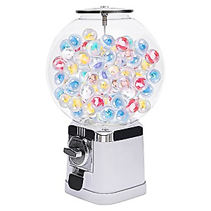 Gdrasuya10 Vending Machine, 18.11" Big Bubble Gumball Machine Lockable Candy Gumball Dispenser Machine Large Capacity Toy Vending Machine for 1.26inch Ball or Candy, White