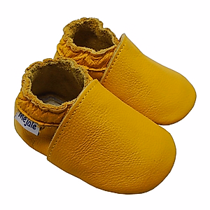 Mejale Baby Infant Toddler Shoes Slip-on Soft Sole Leather Moccasins Pre-Walkers (6-12 Months/US 3-4C Infant, Yellow)