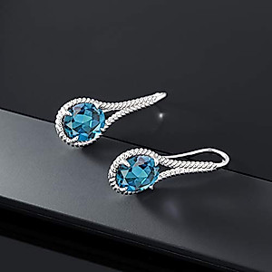 Gem Stone King Oval Gemstone Dangle Earrings For Women In 925 Sterling Silver | 12X10MM Oval Gemstone Birthstone French Wire Drop Dangle Earrings | 1.18 Inch