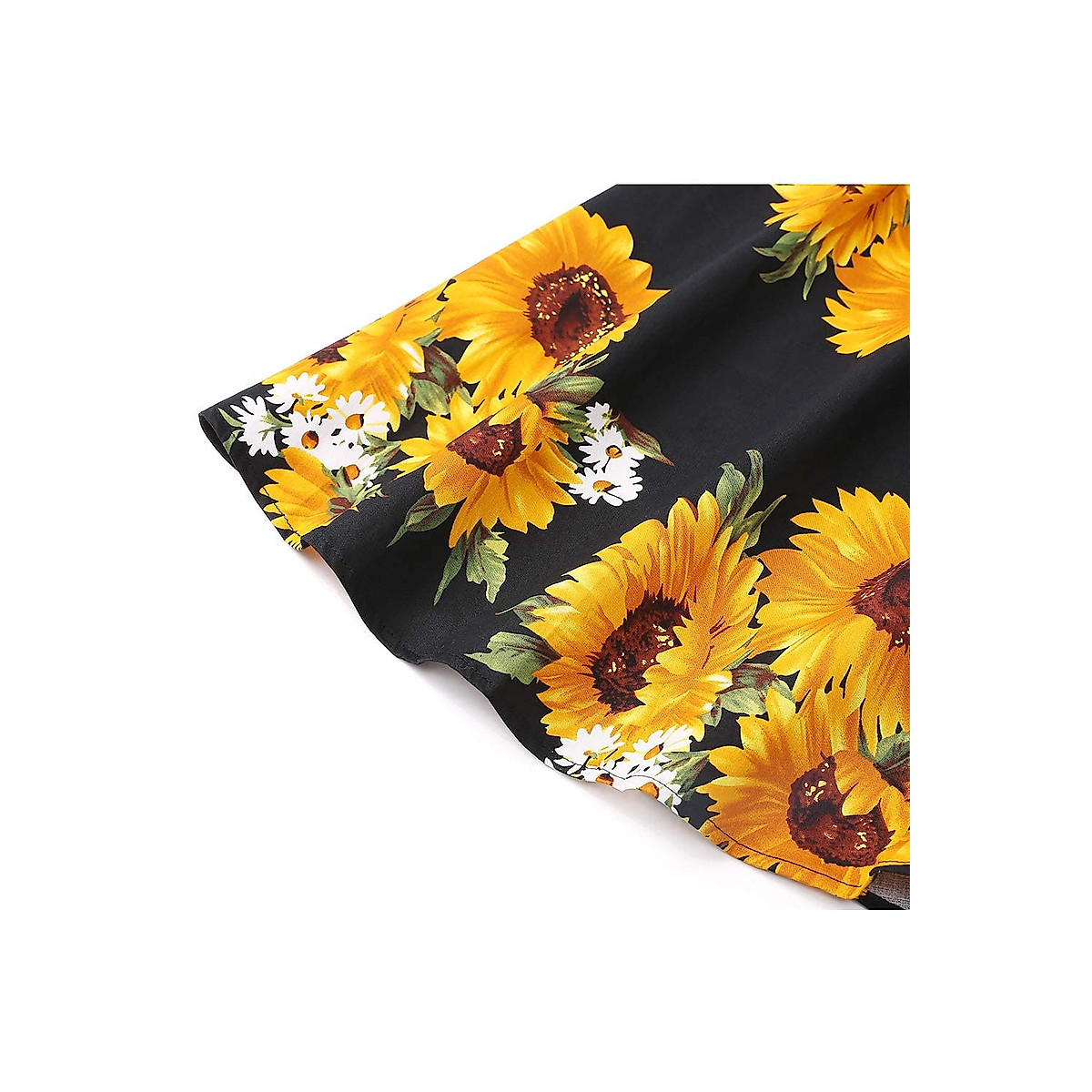 Topdress Women's Vintage Polka Audrey Dress 1950s Halter Retro Cocktail Dress Black Sunflower M