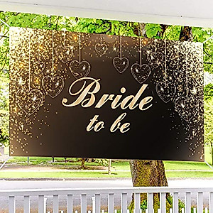Belrew Durable Bride to Be Backdrop Banner, Bridal Shower, Engagement, Bachelorette Party Backdrop, Wedding Party Background Decoration - Gold 6ft x 3ft