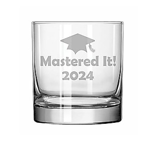 MIP Brand 11 oz Rocks Whiskey Highball Glass Mastered It 2024 Graduation Master’s Degree