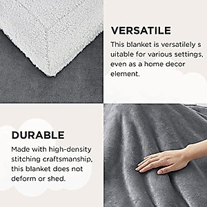 Bedsure Sherpa Fleece Throw Blanket for Couch - Thick Fuzzy Warm Soft Blankets and Throws for Sofa, 50x60 Inches, Grey and Navy
