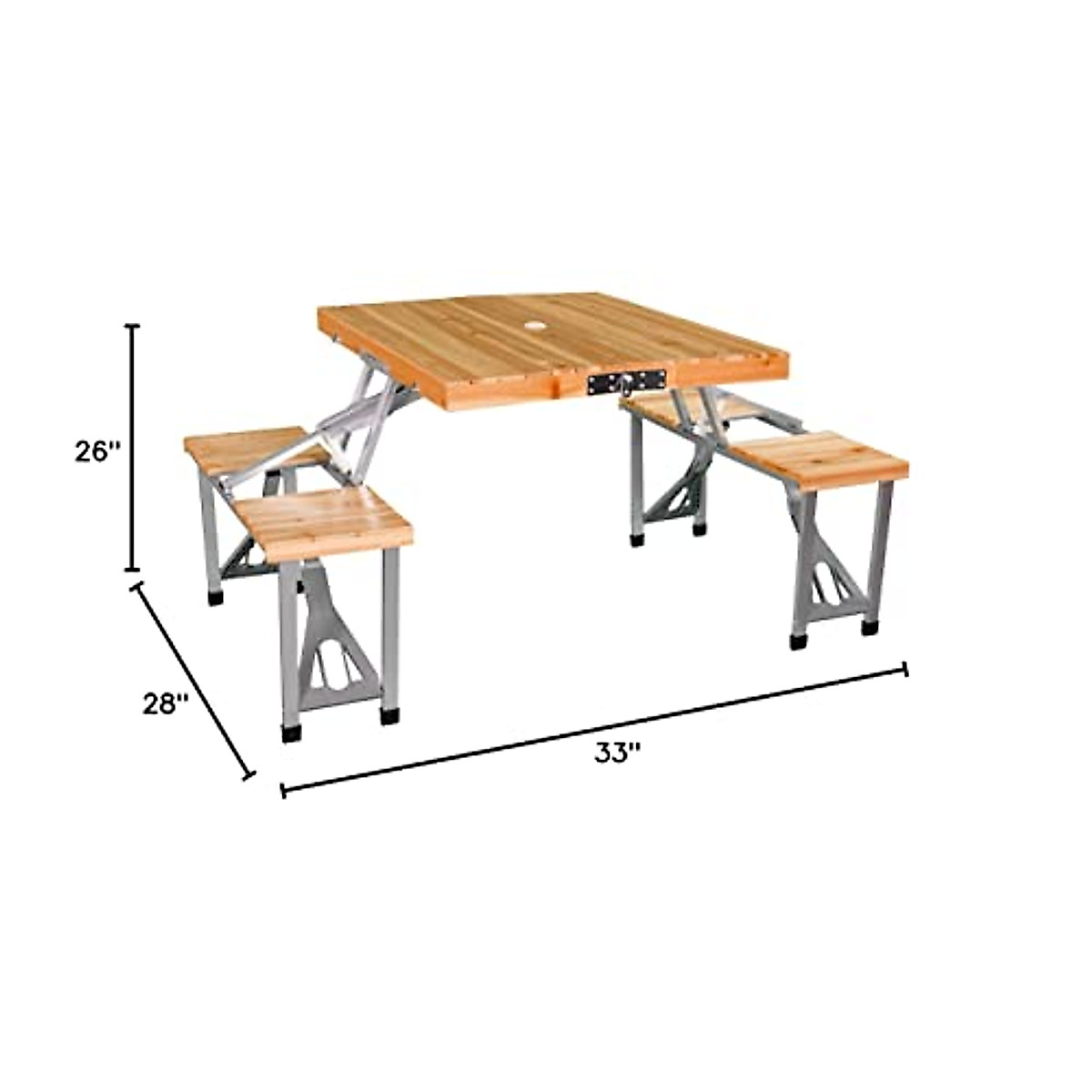 Leisure Season PFT12 Portable Folding Picnic Table - Brown - 1 Piece - Outdoor Furniture Set for Patio Garden, Backyard and Front Porch - Heavy-Duty Wooden Foldable Camping Dining Tables with Bench