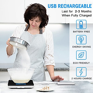 KOIOS Food Scale, 33lb/15Kg Digital Kitchen Scale for Food Ounces and Grams Cooking Baking, 1g/0.1oz Precise Graduation, Waterproof Tempered Glass, USB Rechargeable, 6 Weight Units, Tare Function