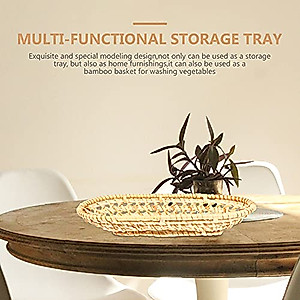 Holibanna Rattan Woven Storage Tray Guest Towel Tray Napkin Holder Sundries Basket Tabletop Organizer for Vanity Bathroom Tea Table