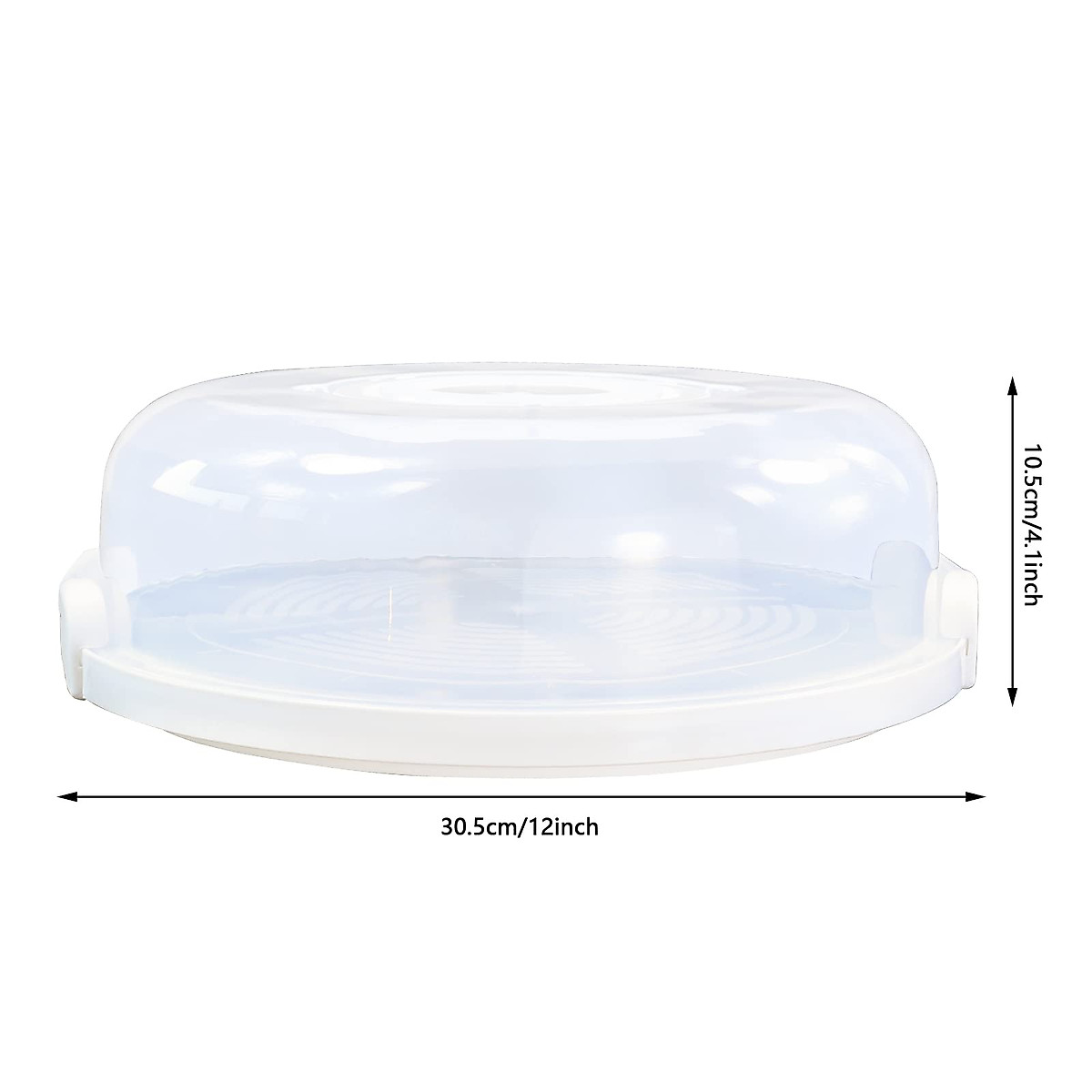 ATRDTO 12inch Portable Pie Carrier with Lid and Cupcake Muffin Tart Cookie Keeper Food, for Wedding Party Baby Shower Party Christmas (White)