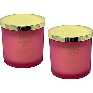 BetterHomes&Gardens Better Homes and Gardens 12oz Scented Candle, Peppermint and Cream, 2-Pack Gold Metal Lid, Peppermint Pink, 12oz (329g) x 2 [excluding glass jar weight] (44738)