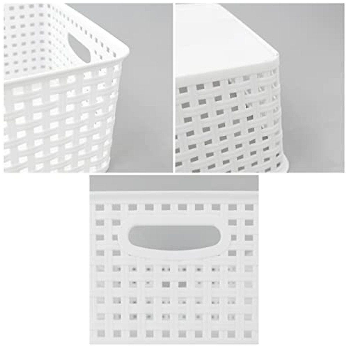 Lesbin 4-Pack White Plastic Organizer Basket, Woven Storage Bins