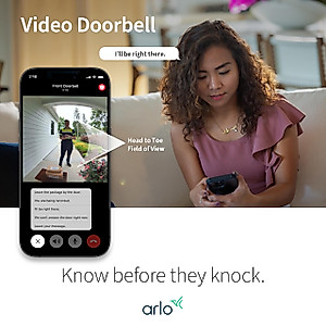 Arlo Video Doorbell 2K | 2nd Gen | Wire-Free/Wired Option, 2-Way Audio, Night Vision, Head to Toe Video View, Integrated Siren | Live Stream | Real Time Notifications |180 Deg Wide View, White