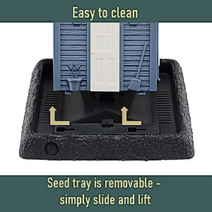 North States Village Collection Blue Cottage Birdfeeder: Easy Fill and Clean. Squirrel Proof Hanging Cable included, or Pole Mount (pole sold separately). Large, 5 pound Seed Capacity (9.5 x 10.25 x 11, Blue)