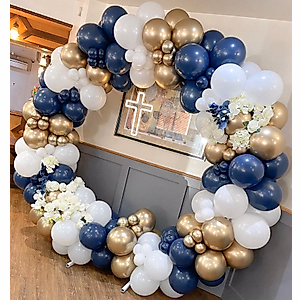 Navy Blue and Gold Balloons Garland Kit, 167 pcs Navy Blue White Gold Balloons Arch Kit for Birthday Baby Shower Wedding Graduation Class of 2024 Prom Party Decorations