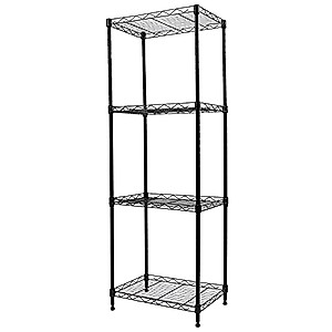 REGILLER 4-Tier Wire Shelving Unit Metal Storage Rack Adjustable Organizer Perfect for Pantry Laundry Bathroom Kitchen Closet Organization (Dark, 16.9L x 12W x 50H)