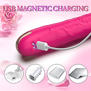 Baswetr G Spot Vibrator for Women with 10 Vibration Modes, 9 inch Realistic Vibrating Dildo Waterproof Adult Toys for Clitoris G Spot Anal Stimulation, Silicone Rose Sex Toys for Women Men and Couples