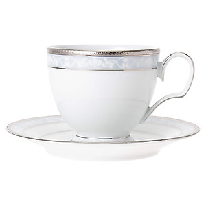 Noritake F91988/4336 Noritake Cup & Saucer Set (Can Be Used as Coffee and Tea, 8.5 fl oz (250 cc), Hampshire Platinum, 5 Servings, Fine Porcelain