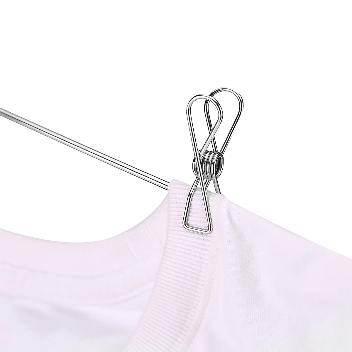 Estink Stainless Steel Clothes Pegs, Wire Clothes Pins Heavy Duty Outdoor 20pcs Household Socks Underwear Drying Rack Clip Holder Metal Wire Utility Clips for Hanging Clothes Home Kitchen