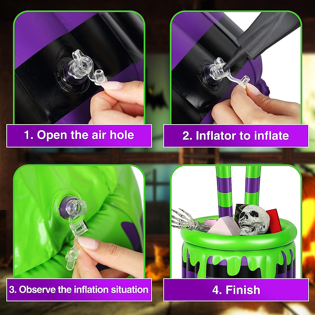 Liliful 2 Pack 40" Halloween Inflatable Witch Legs Cooler Witches Cauldron with Leg Large Capacity Witch Ice Drink Cooler Halloween Party Supplies for Indoor Outdoor Halloween Party Photo Prop Decor