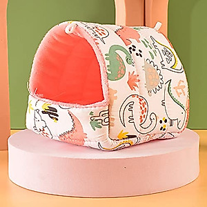 Guinea Pig Nest Cartoon Pattern Pet Hideout Warm Small Animal Hamster Squirrel Bed House Cage Valentine's Day/Mother's Day/Christmas/Birthday Gifts - Pink Fox L