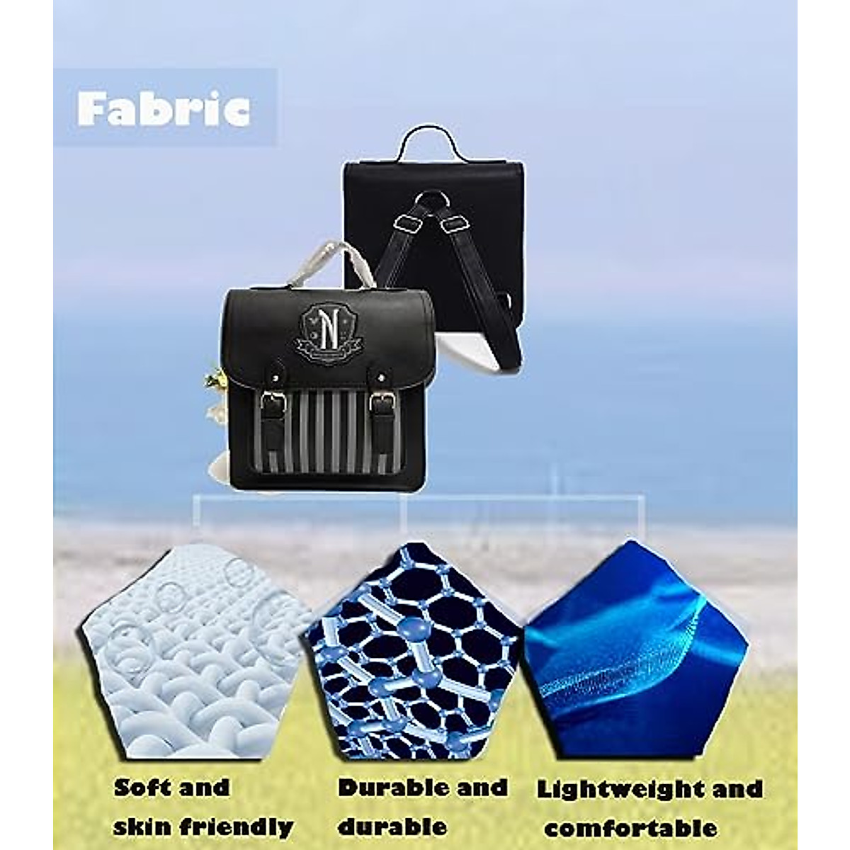 SOBOUR Wednesday Addams Backpack Vintage Leather Nevermore Academy Backpack PU Wednesday Nevermore Bag Y2K Travel Backpack