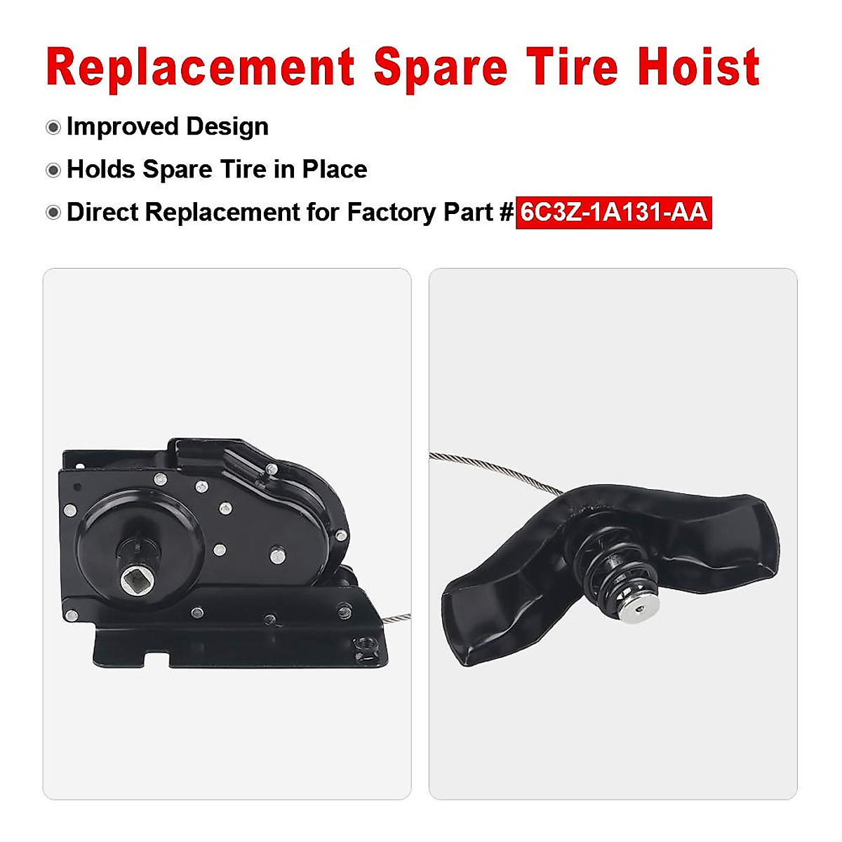 WMPHE Compatible with Spare Tire Hoist Ford F250 F350 Super Duty Truck F450 F550 1999-2007 Truck Spare Tire Winch Replace OE# 6C3Z-1A131-AA YC3Z 1A131-AA 924-528