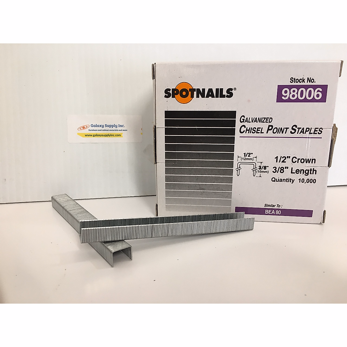 Spotnails 98006 Similar BeA 80 Series 1/2" Crown Staples 3/8" Leg,Sale by 7 Boxes/ctn