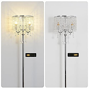 beaysyty Elegant Floor Lamp for Living Room Modern Crystal Stacked Ball Floor Lamp Bedroom Reading Chrome Finish Crystal Shade 2-Light
